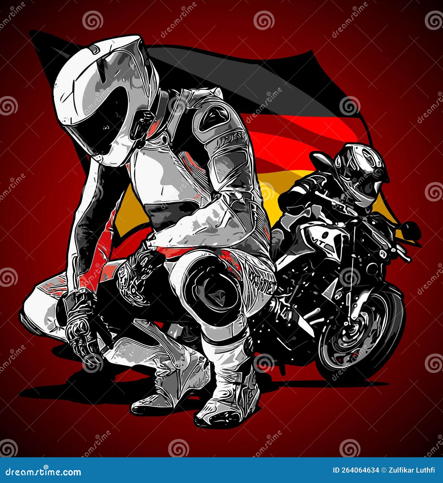 Races with Motorbikes and German Flags Stock Vector - Illustration of ...