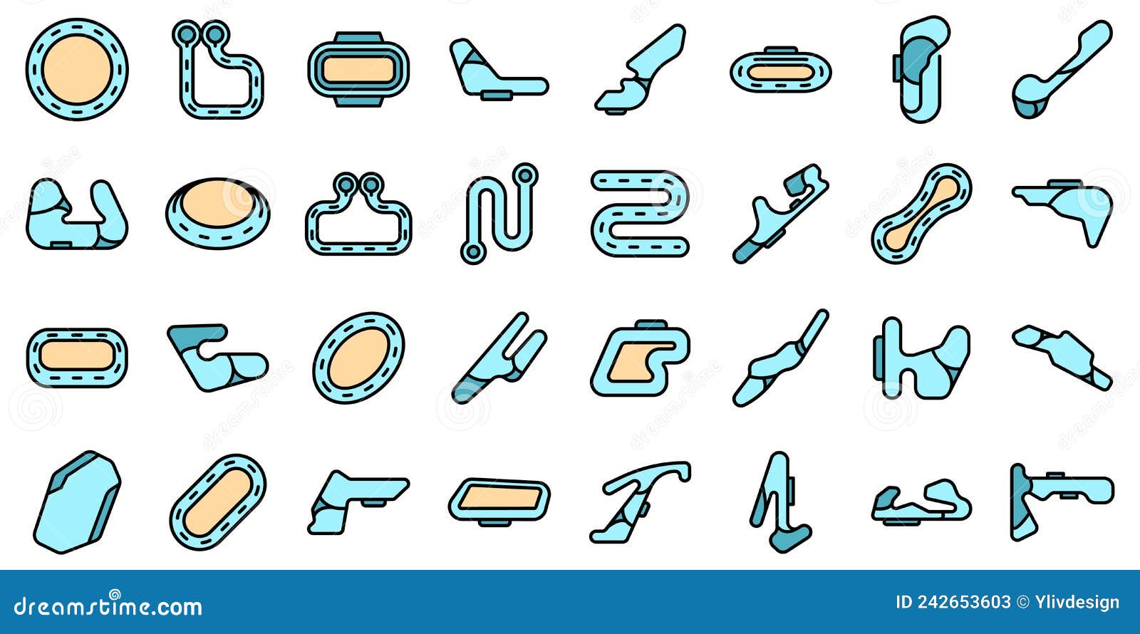 Racetrack Icons Set Outline Vector. Map Track Stock Photo ...