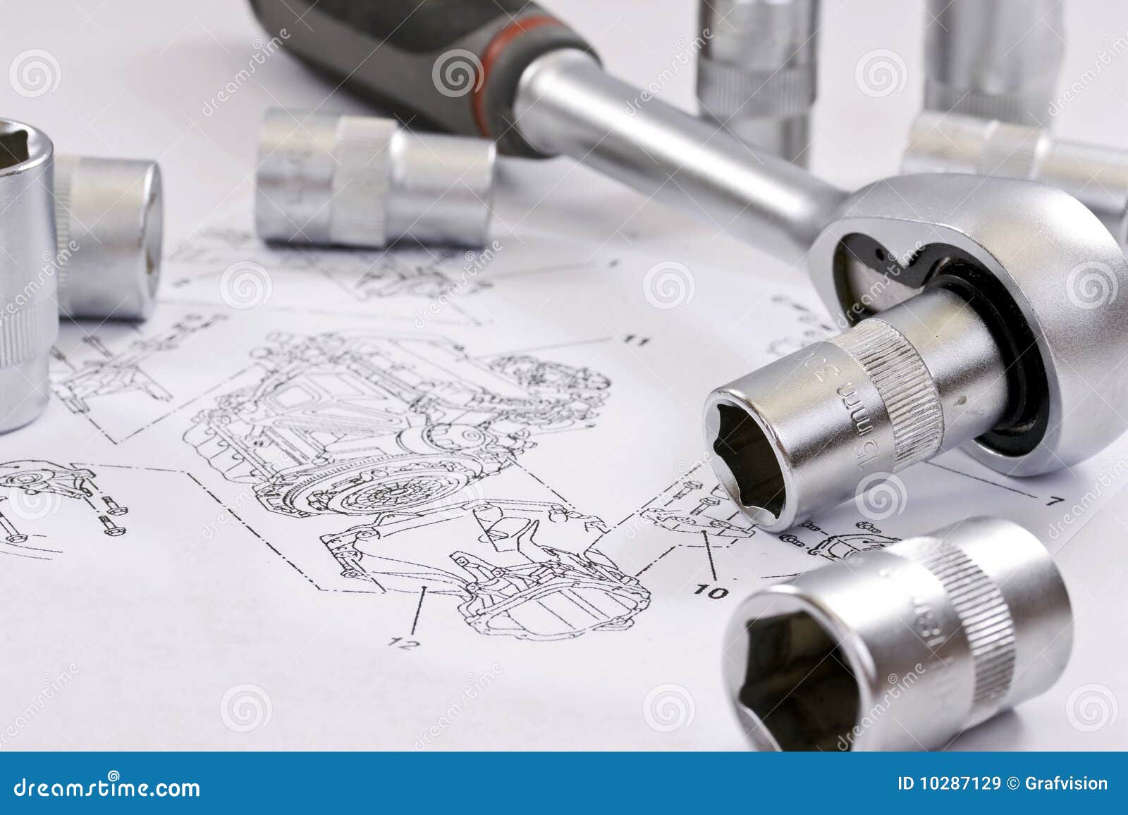 Rachet and sockets stock image. Image of handyman, isolated - 10287129