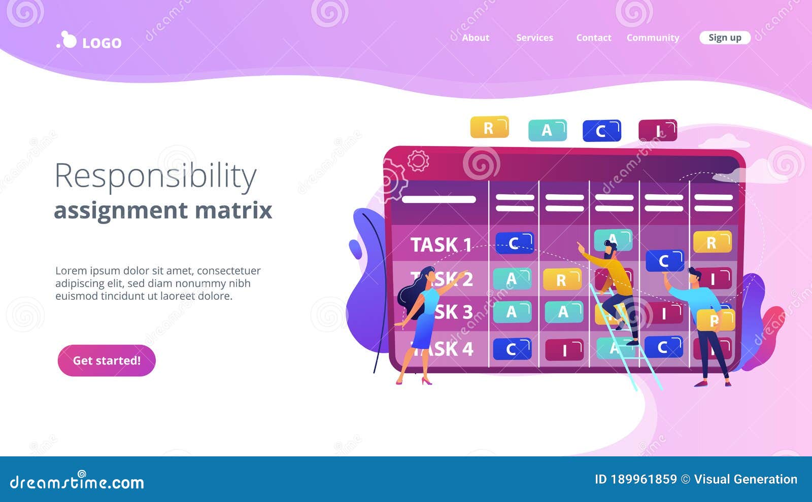 RACI Matrix Concept Landing Page. Vector Illustration | CartoonDealer ...
