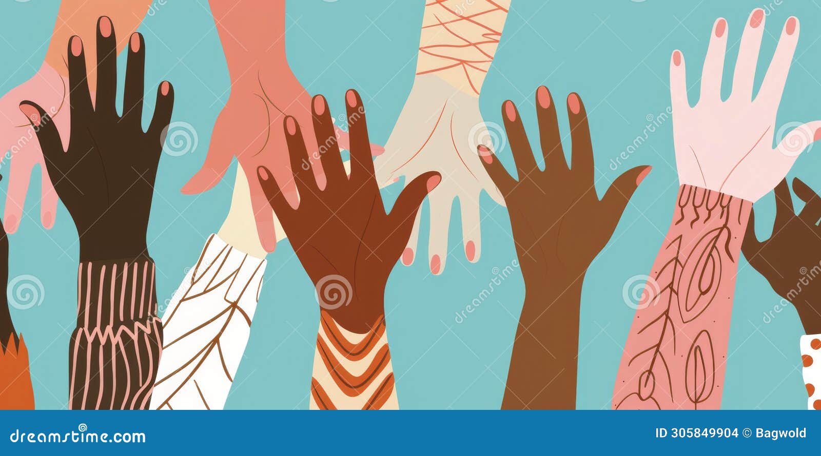 Racial Equality Shown by the Hands of Diverse Multi-ethnic and ...