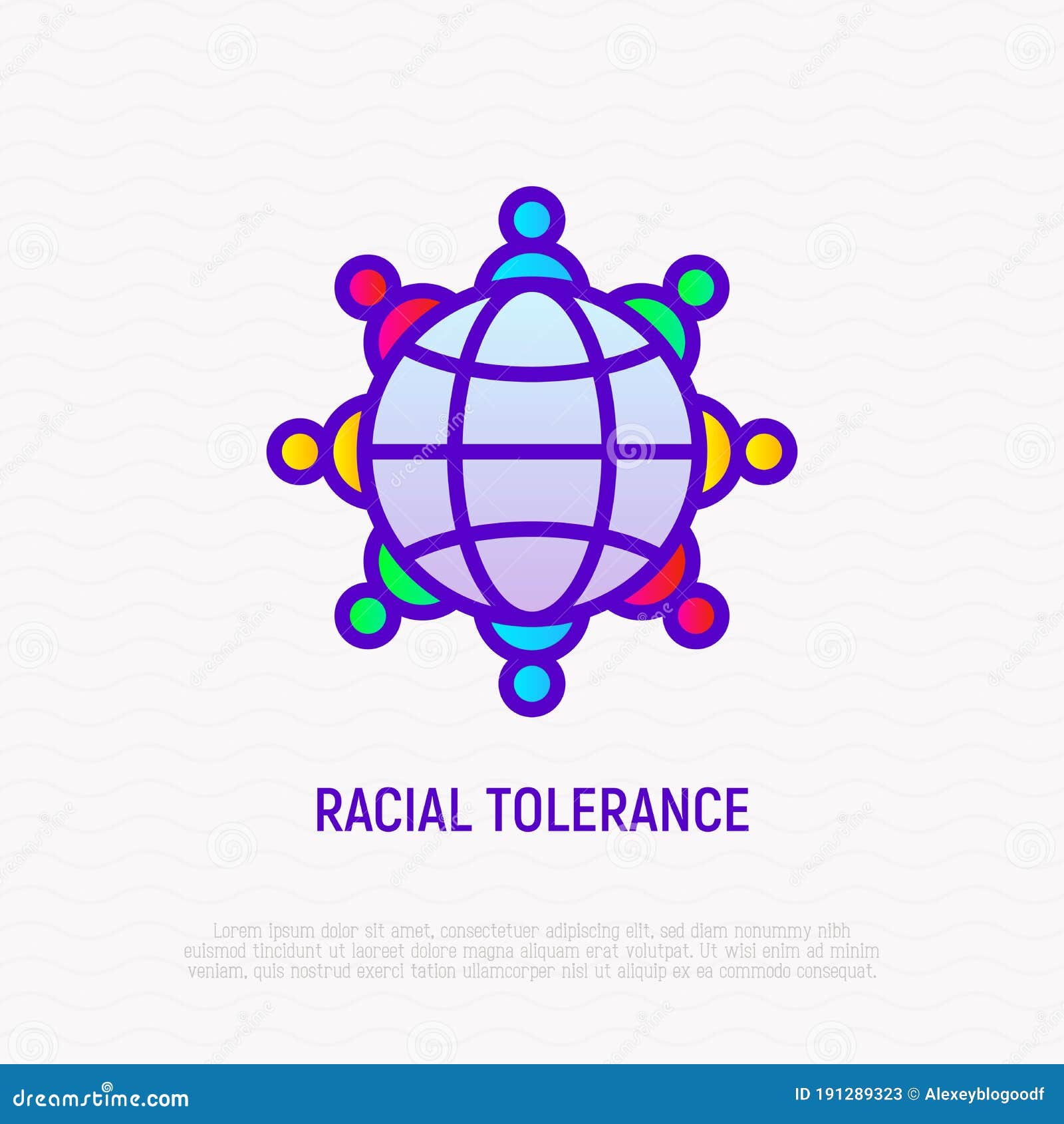 Racial Tolerance Thin Line Icon: People Around Globe. Modern Vector ...