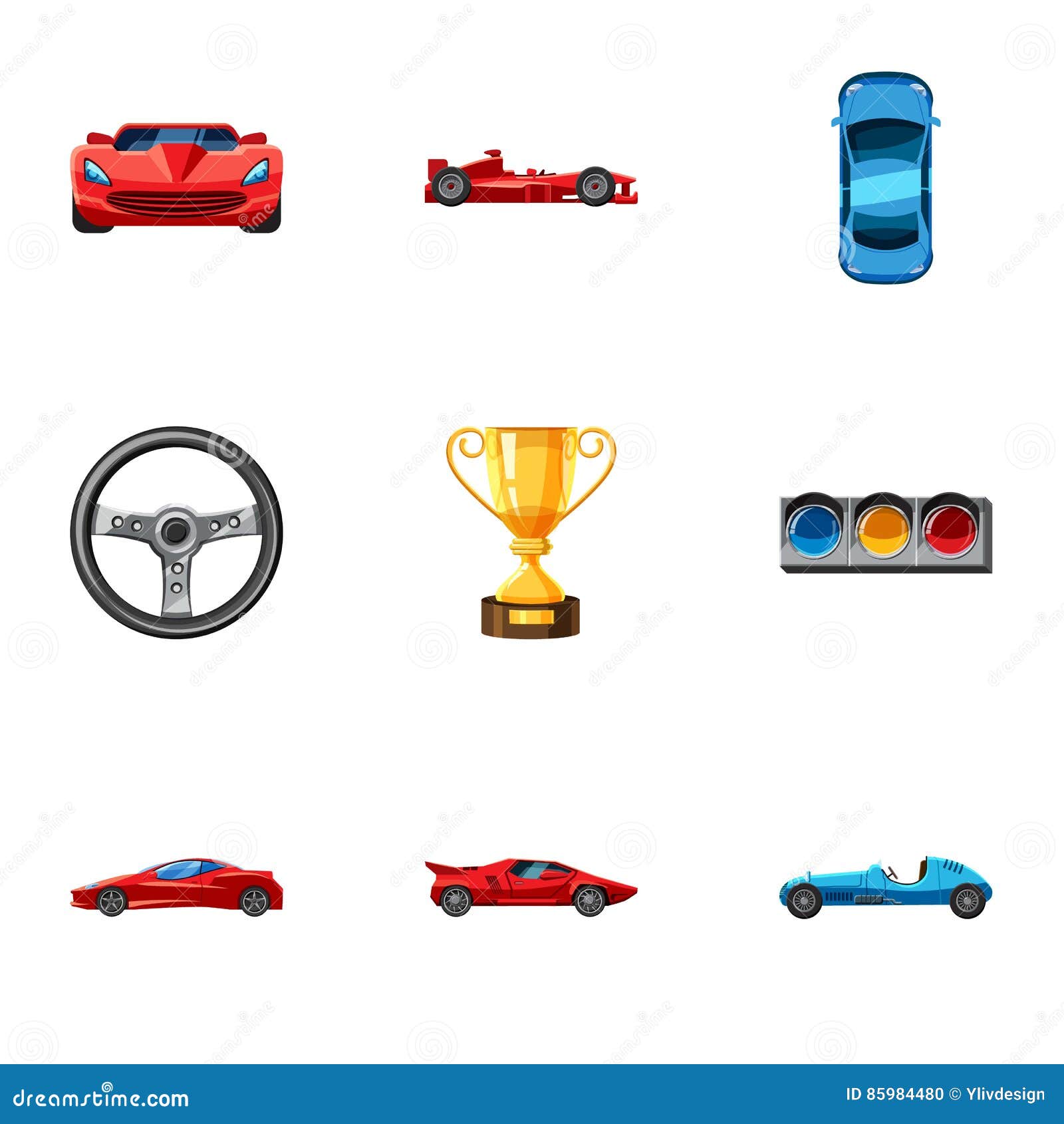 Racing Accessories Icons Set, Cartoon Style Stock Vector - Illustration ...