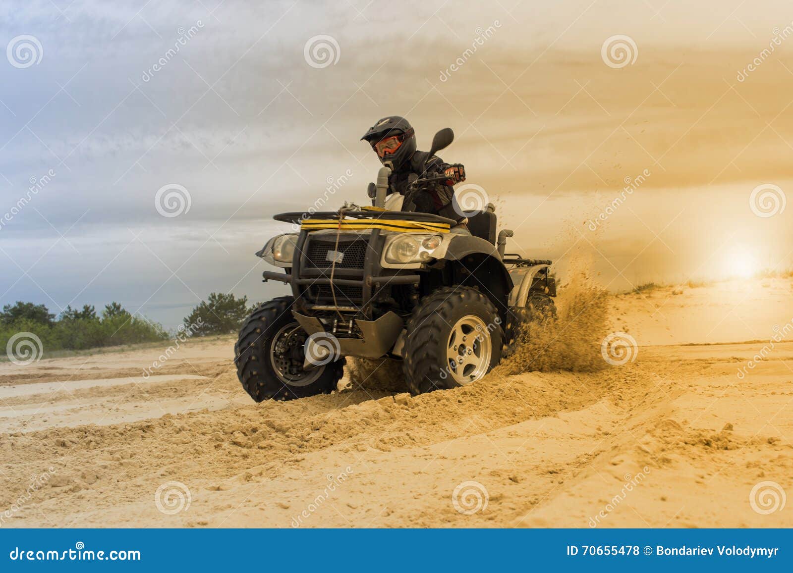 Racing ATV is sand. stock photo. Image of motor, offroad - 70655478