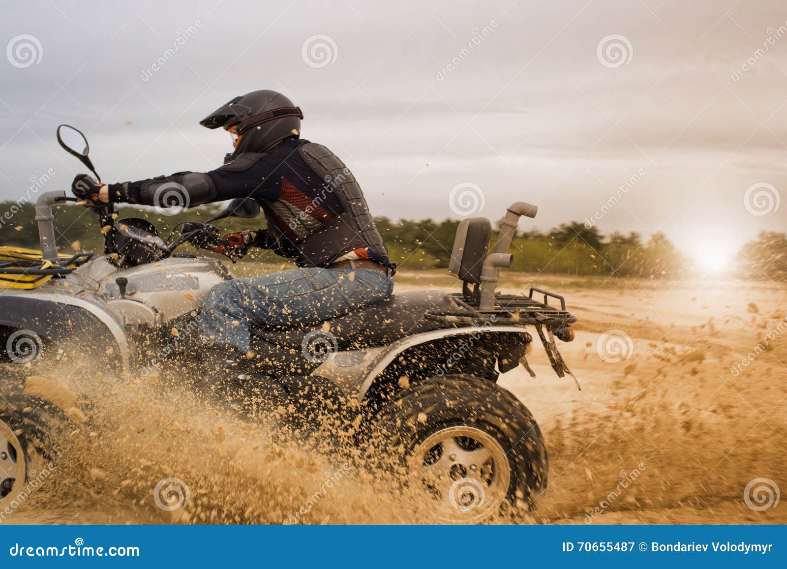 Racing ATV is sand. stock image. Image of effects, racer - 70655487
