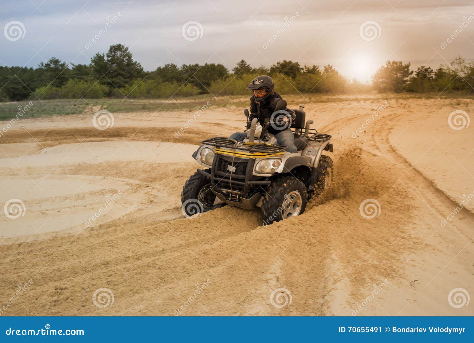 Racing ATV is sand. stock image. Image of racing, desert - 70655491