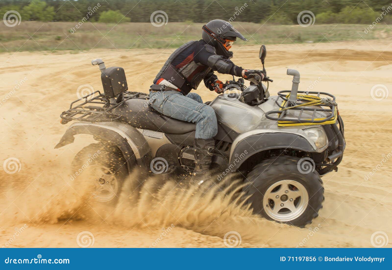 Racing ATV is sand. stock photo. Image of motorbike, offroad - 71197856