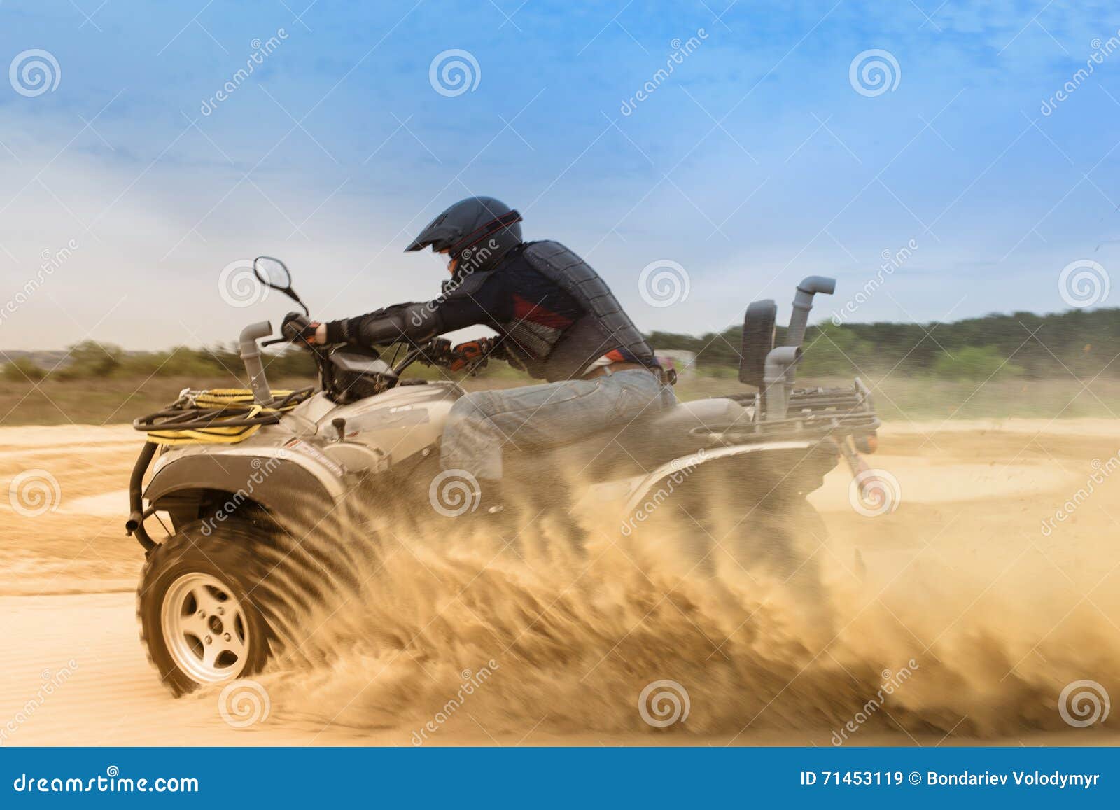 Racing ATV in the sand stock image. Image of adult, power - 71453119