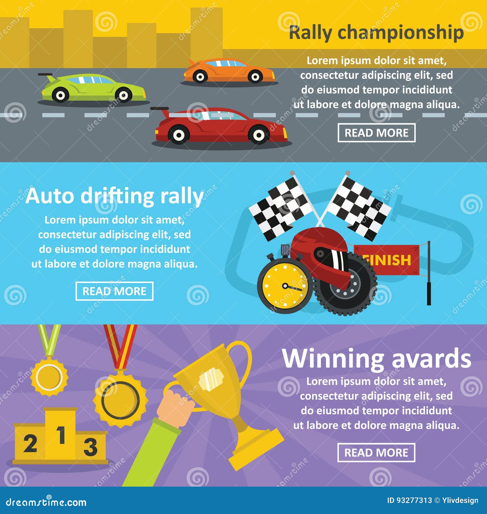 Racing Auto Banner Horizontal Set, Flat Style Stock Vector ...