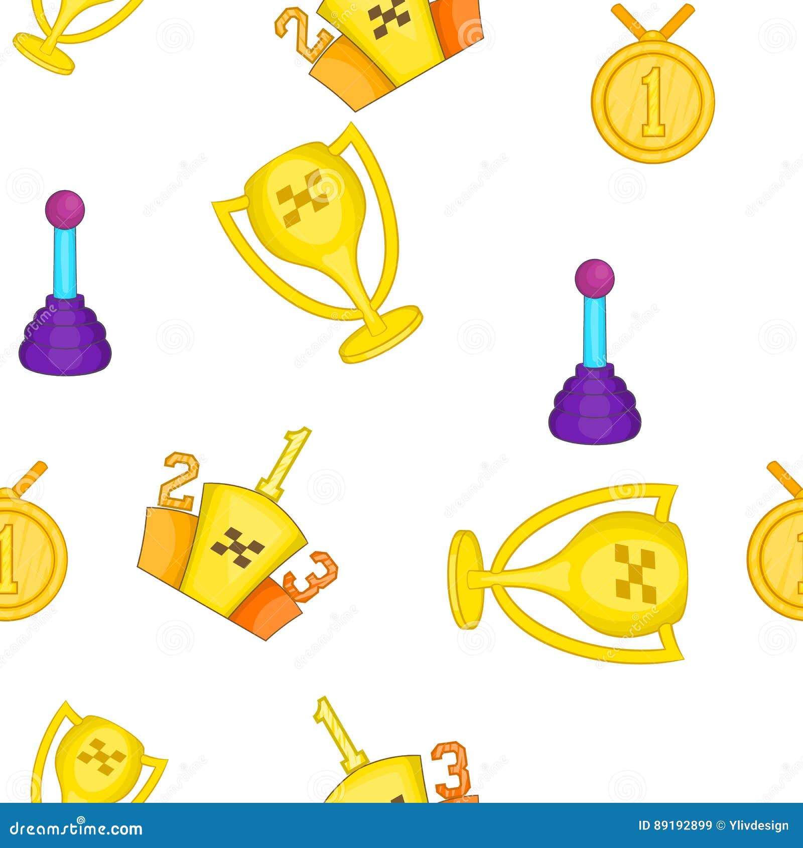 Racing Awards Pattern, Cartoon Style Stock Vector - Illustration of ...