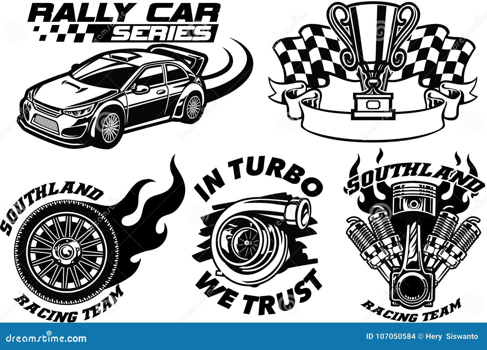 Racing Car Badge With City Building Background Cartoon Vector ...