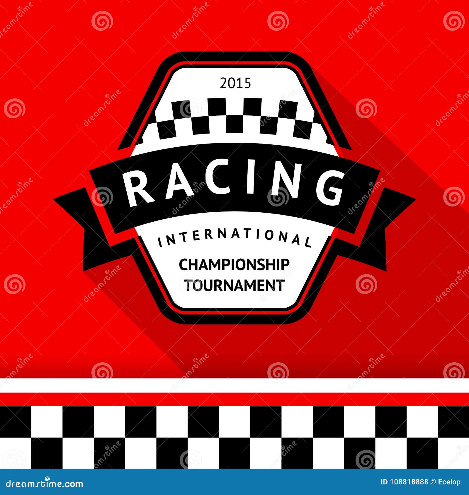 Racing Car Badge With City Building Background Cartoon Vector ...
