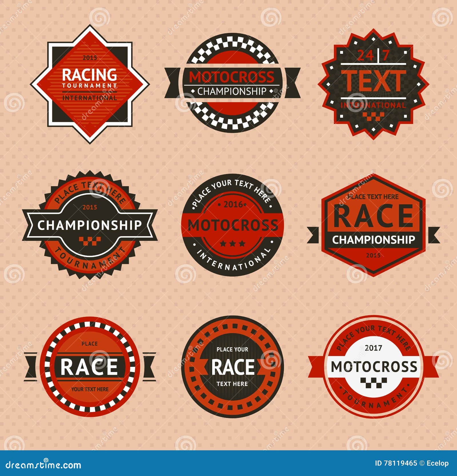 Racing Badges - Vintage Style Stock Vector - Illustration of pattern ...