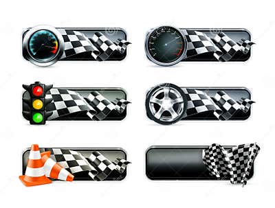 Racing banners set stock vector. Illustration of rally - 24467107