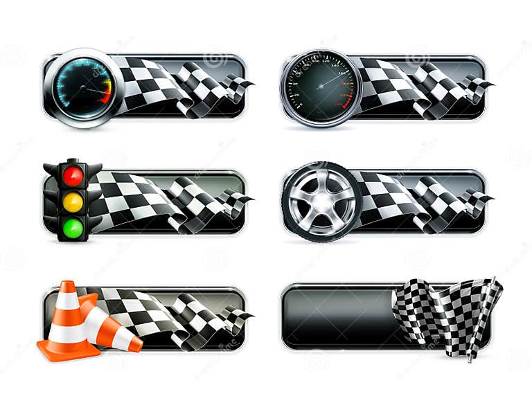Racing banners set stock vector. Illustration of rally - 24467107