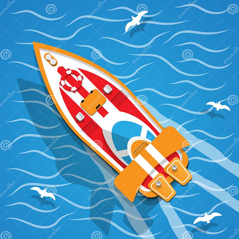 The racing boat. stock vector. Illustration of boat, flat - 89003959