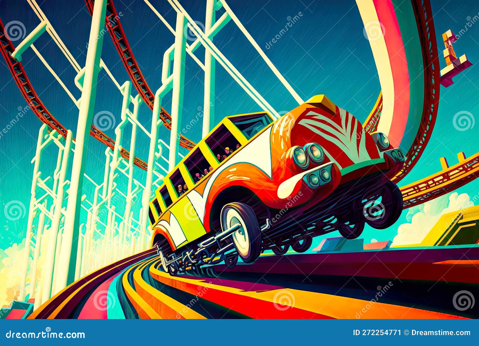 Racing Booths on Steep Roller Coaster in Amusement Park Stock Image ...