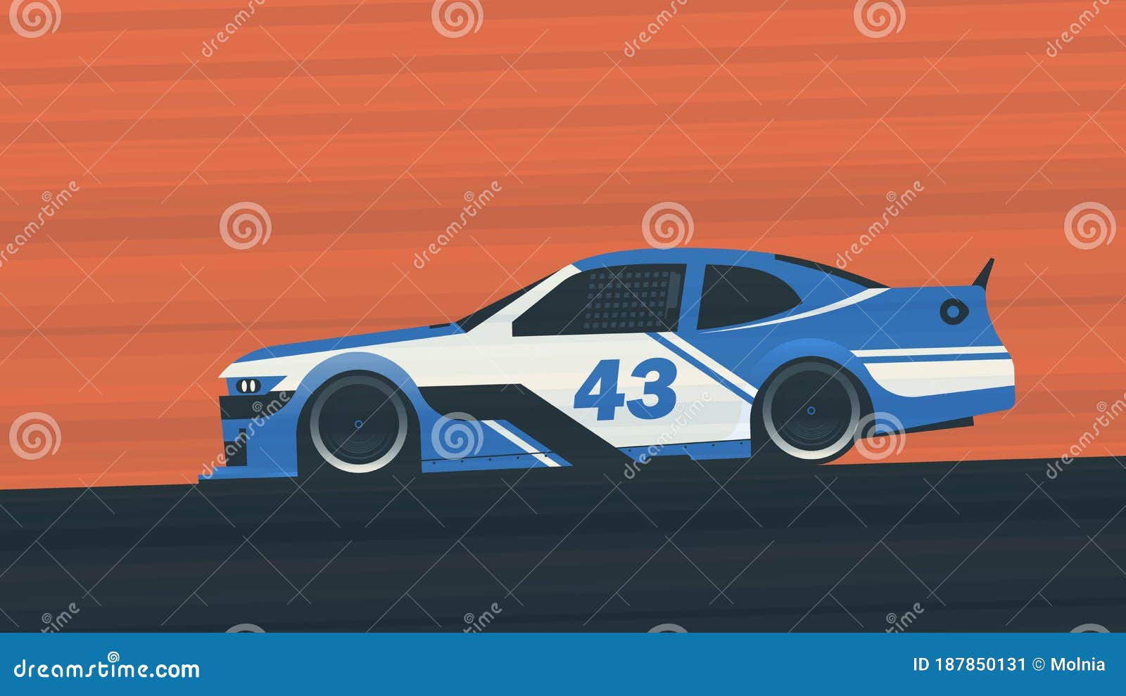A Blue Racing Car on a Race Track Stock Vector - Illustration of motor ...