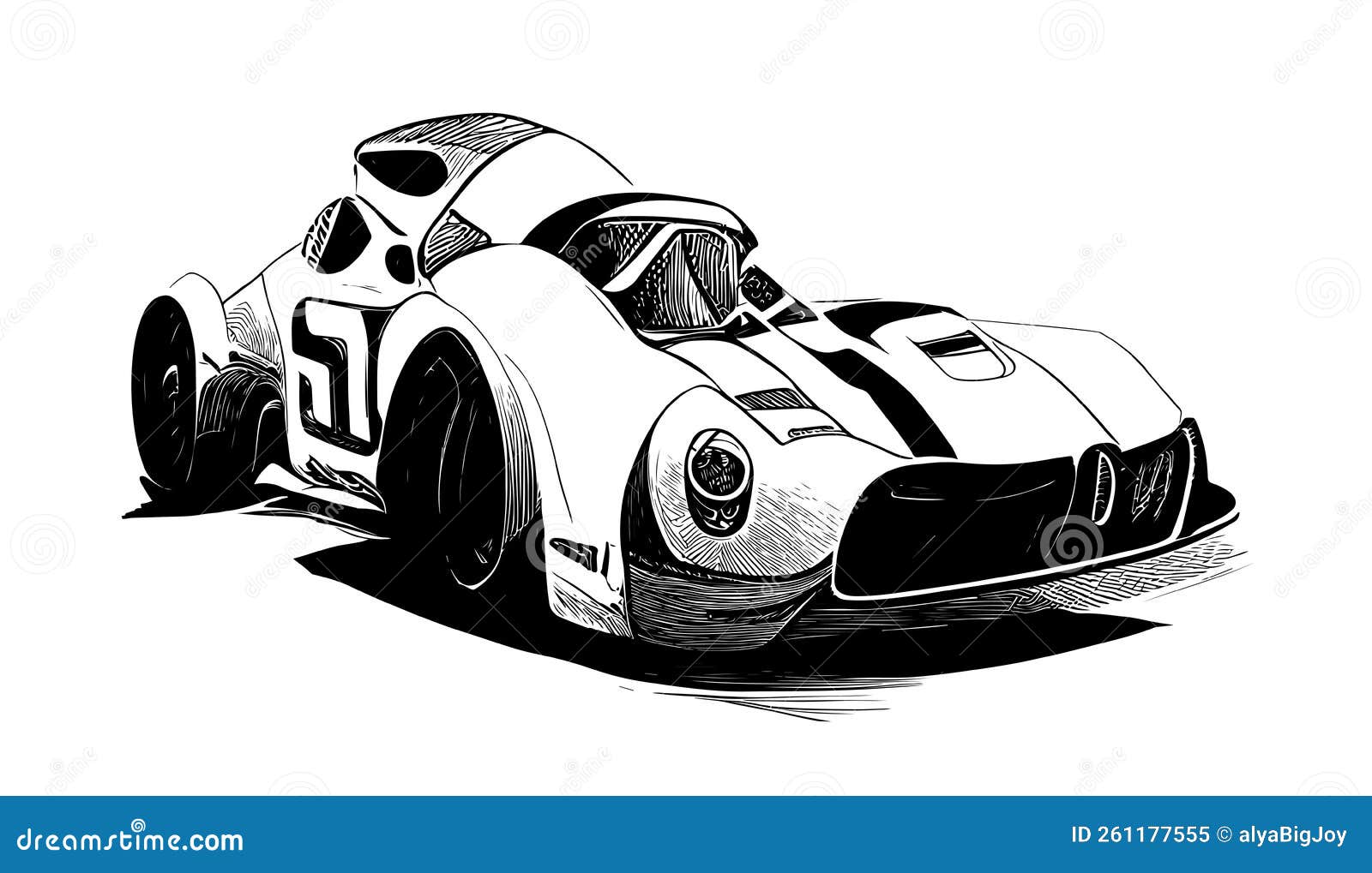 Racing Car Cartoon Hand Drawn Stock Vector - Illustration of hand ...