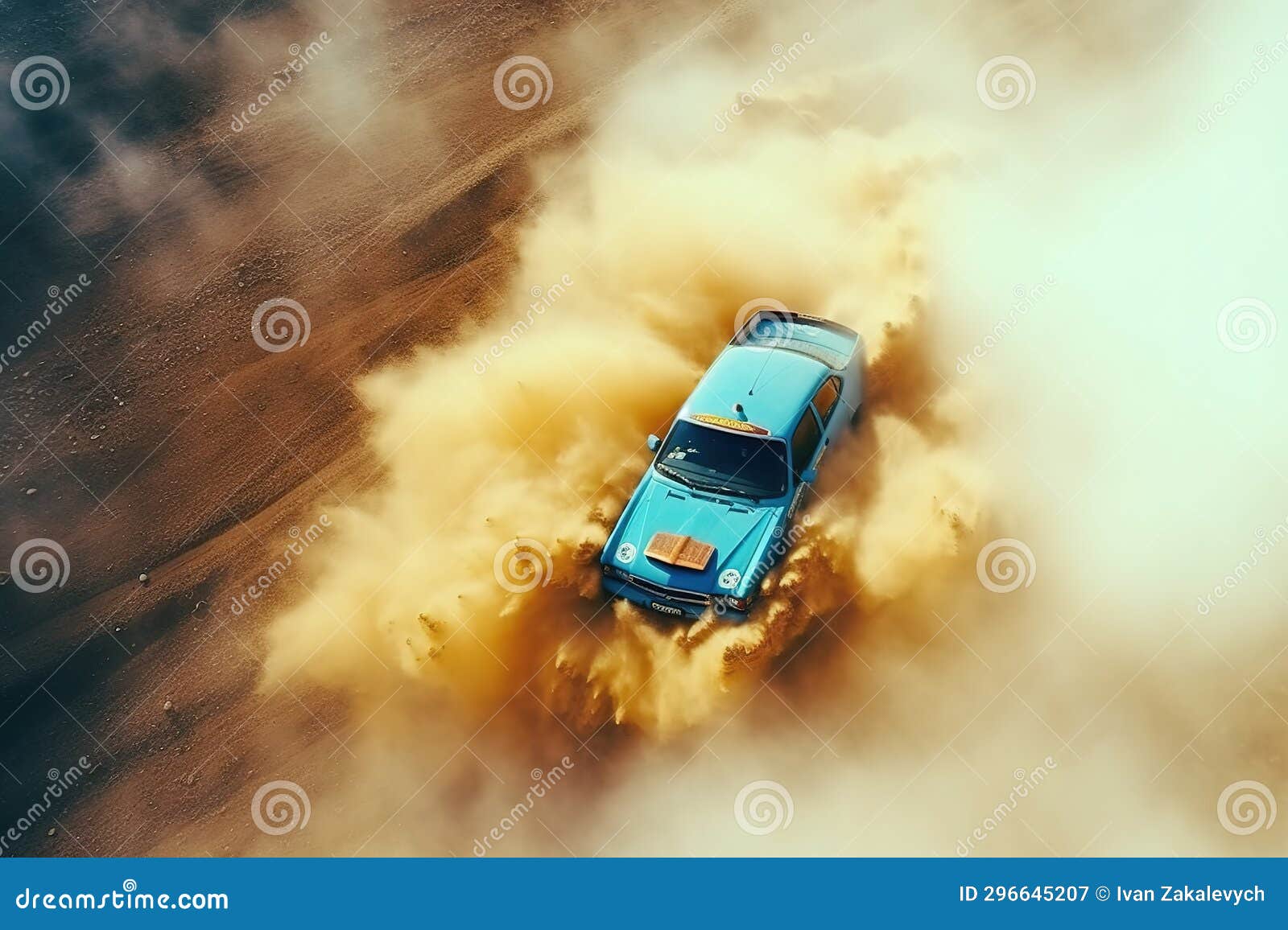 Racing Car in a Cloud of Dust. Race. Drift. Illustration Stock ...