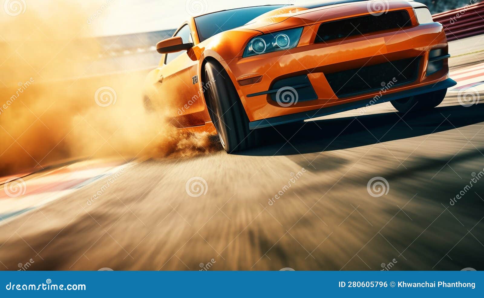 Racing Car Drifting on Speed Track Stadium, Generative AI Stock Photo ...