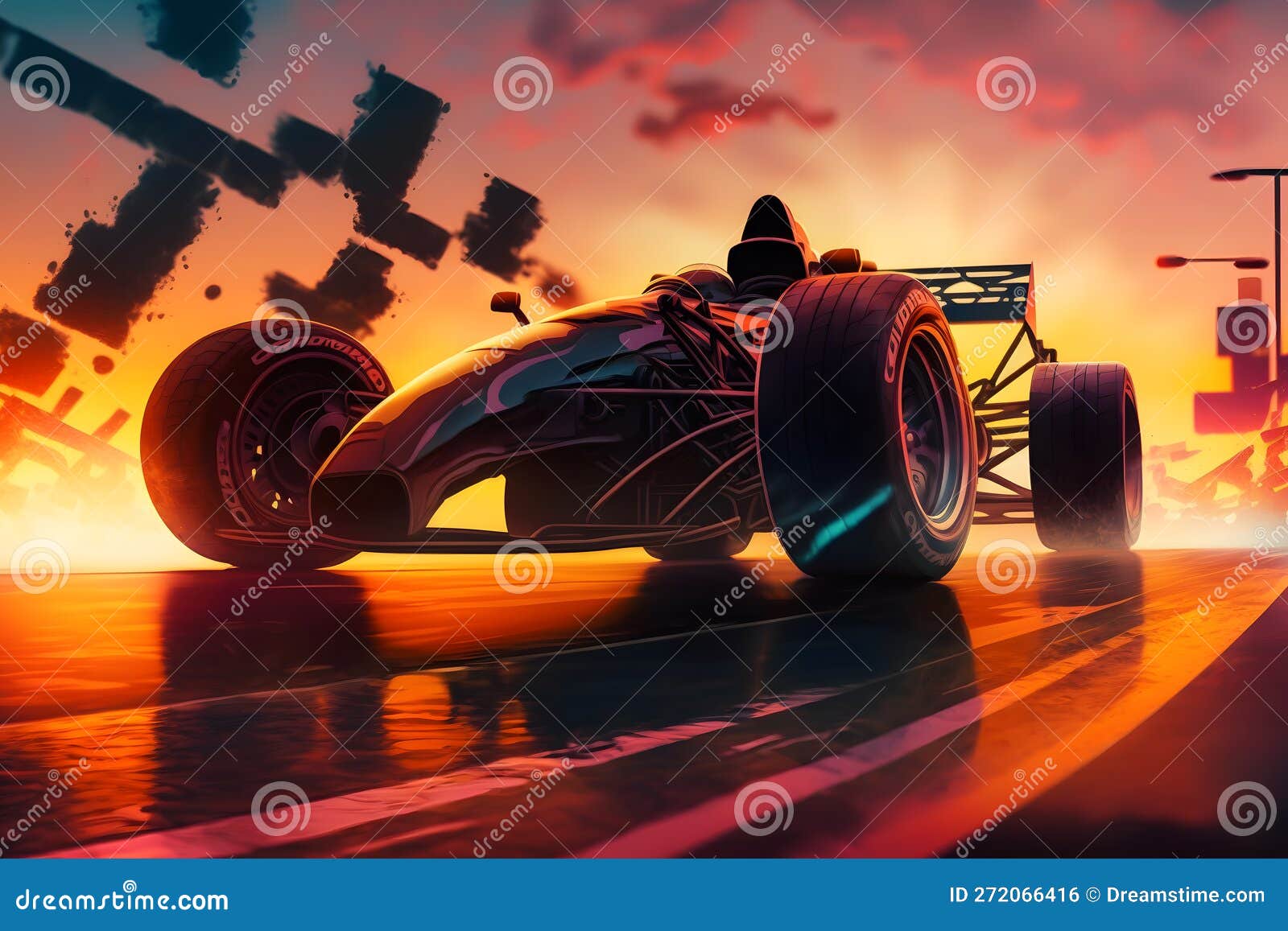 Racing Car Driver. Against the Backdrop of Sunset Stock Photo - Image ...