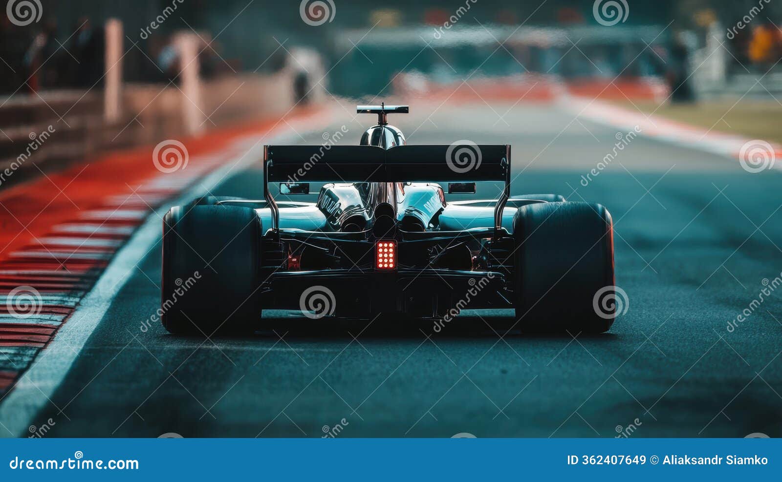 A Racing Car Driving on a Track with a Red Light Stock Illustration ...