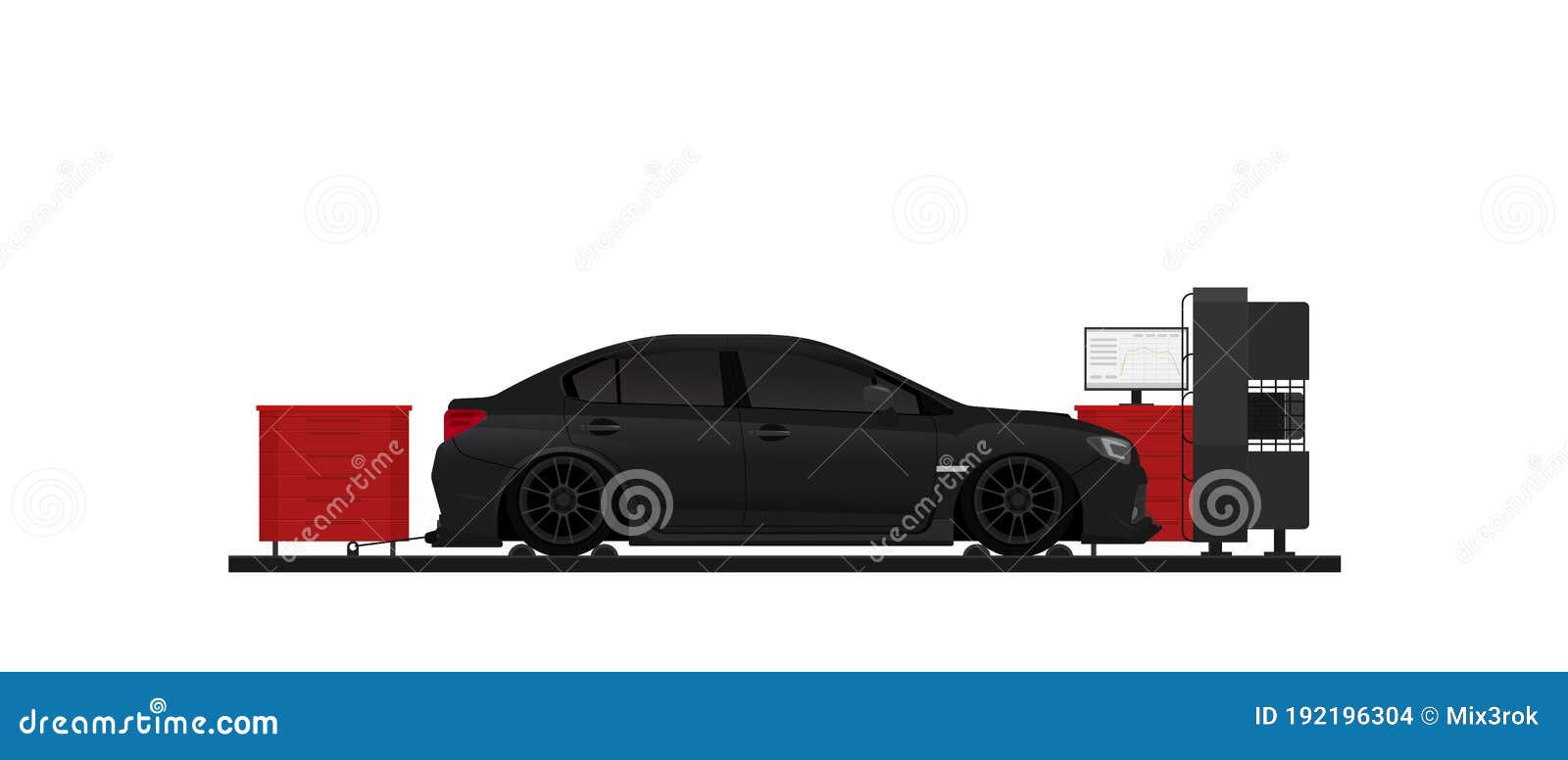 Racing Car on Dyno Stand. Flat Vector Stock Vector - Illustration of ...