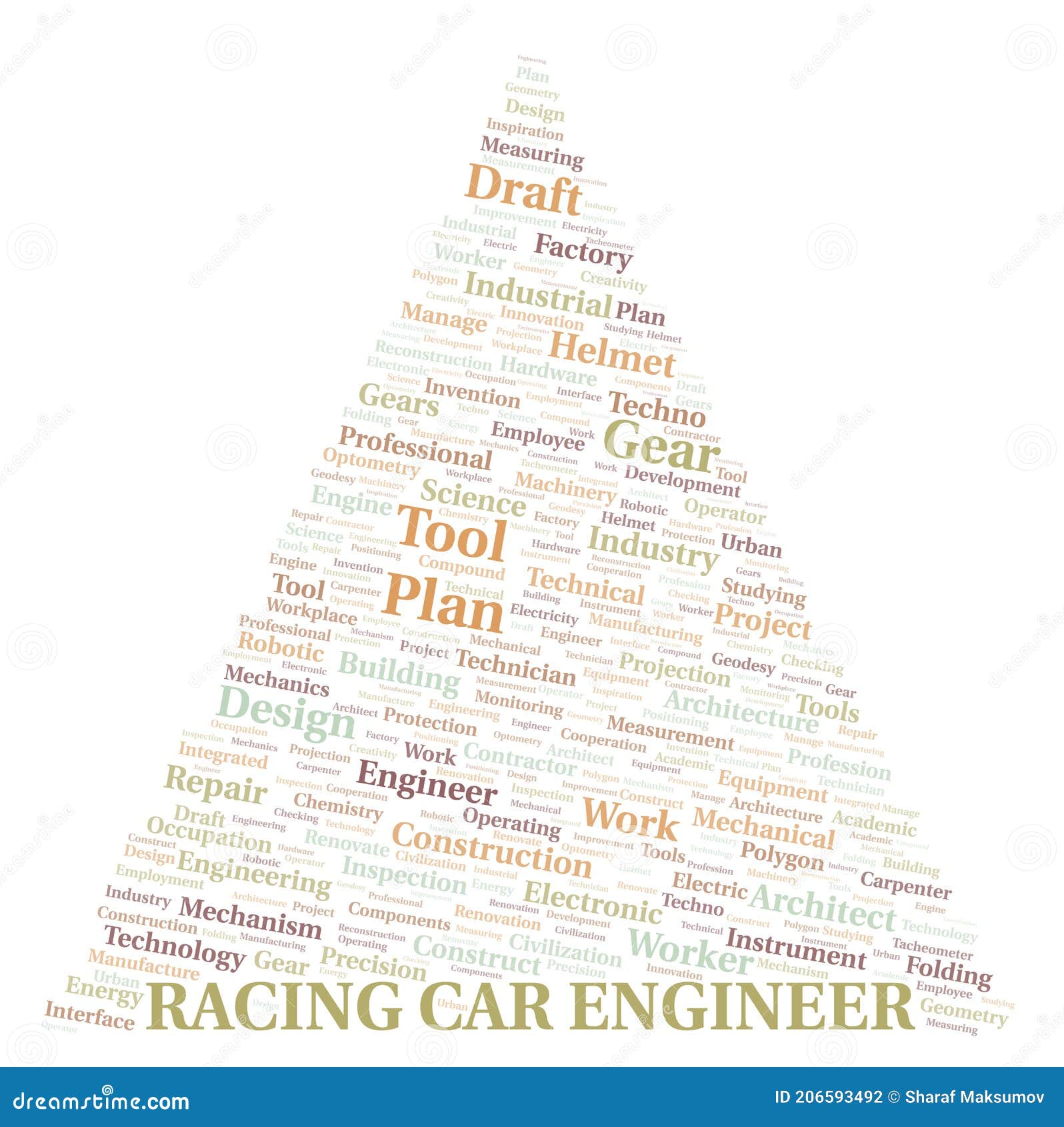 Racing Car Engineer Typography Word Cloud Create with the Text only ...