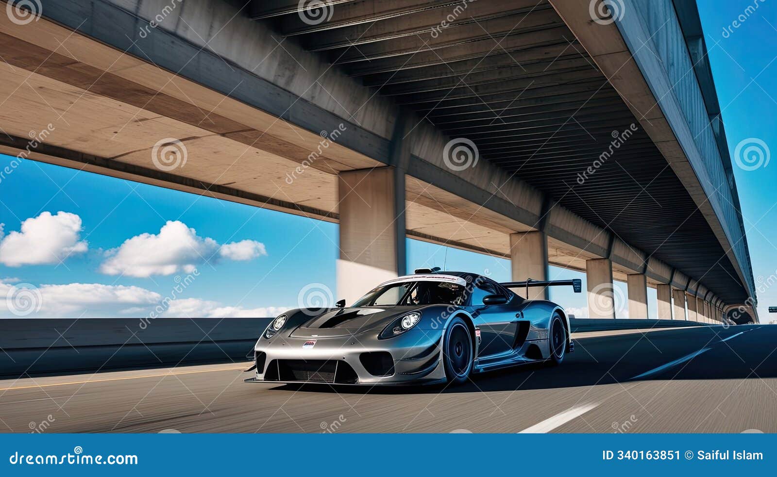 Racing Car Going Under Bridge High Quality Image Stock Illustration ...