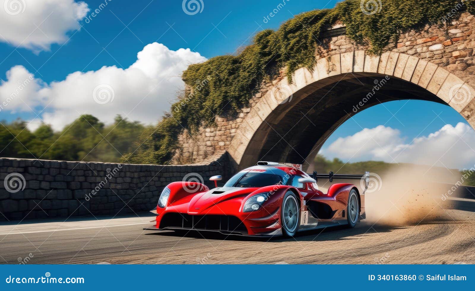 Racing Car Going Under Bridge High Quality Image Stock Illustration ...