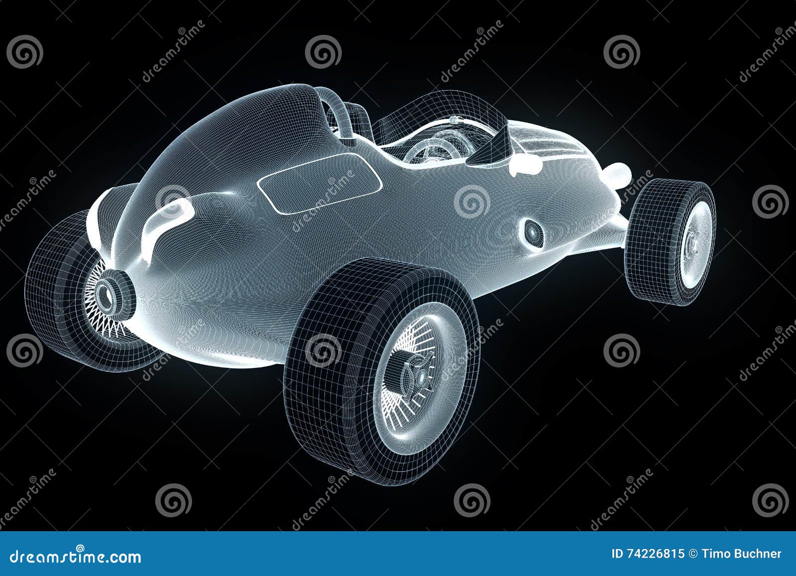 Racing Car Hologram Wireframe. Nice 3D Rendering Stock Illustration ...