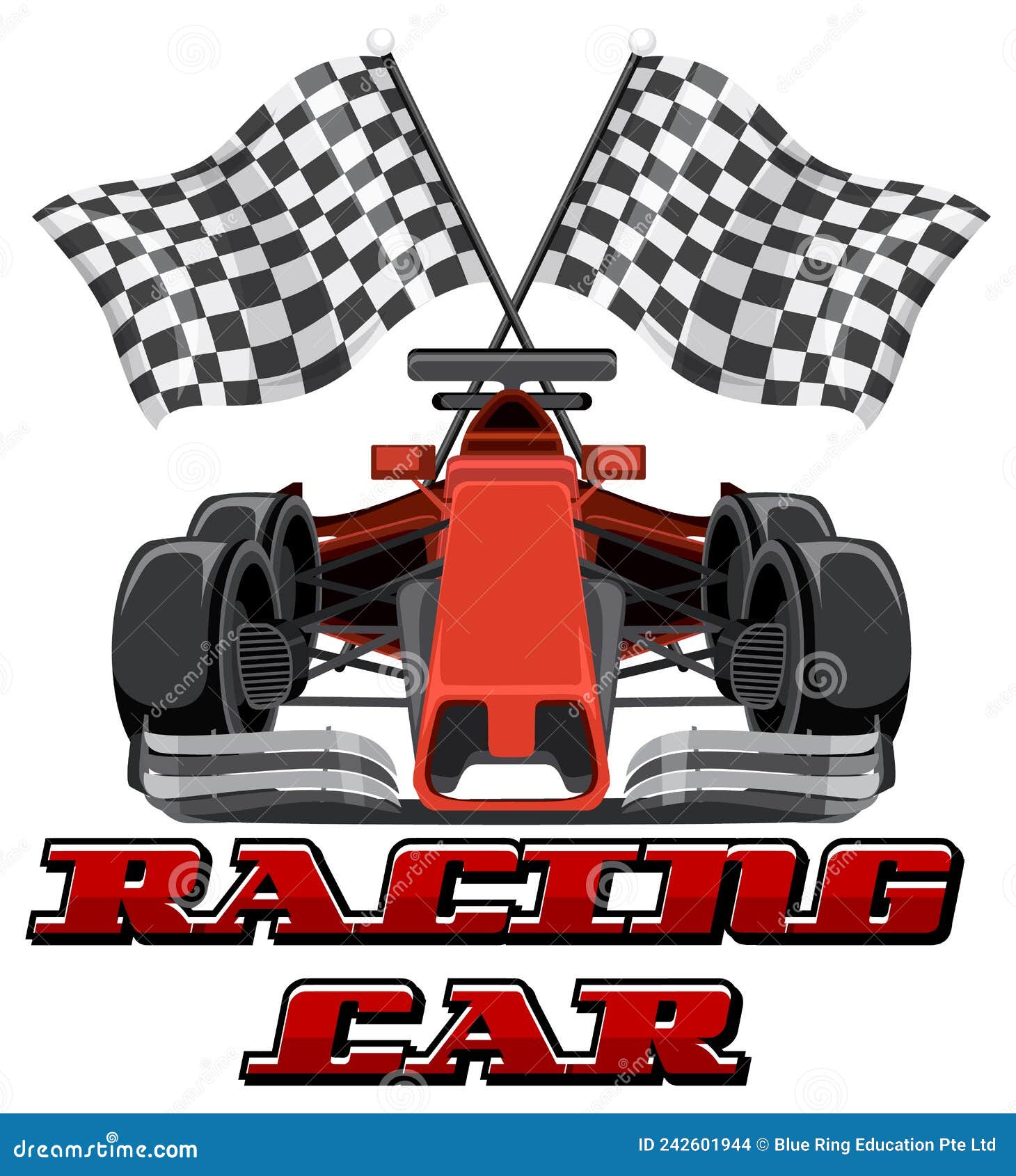 Racing Car Logo with Racing Car on White Background Stock Vector ...