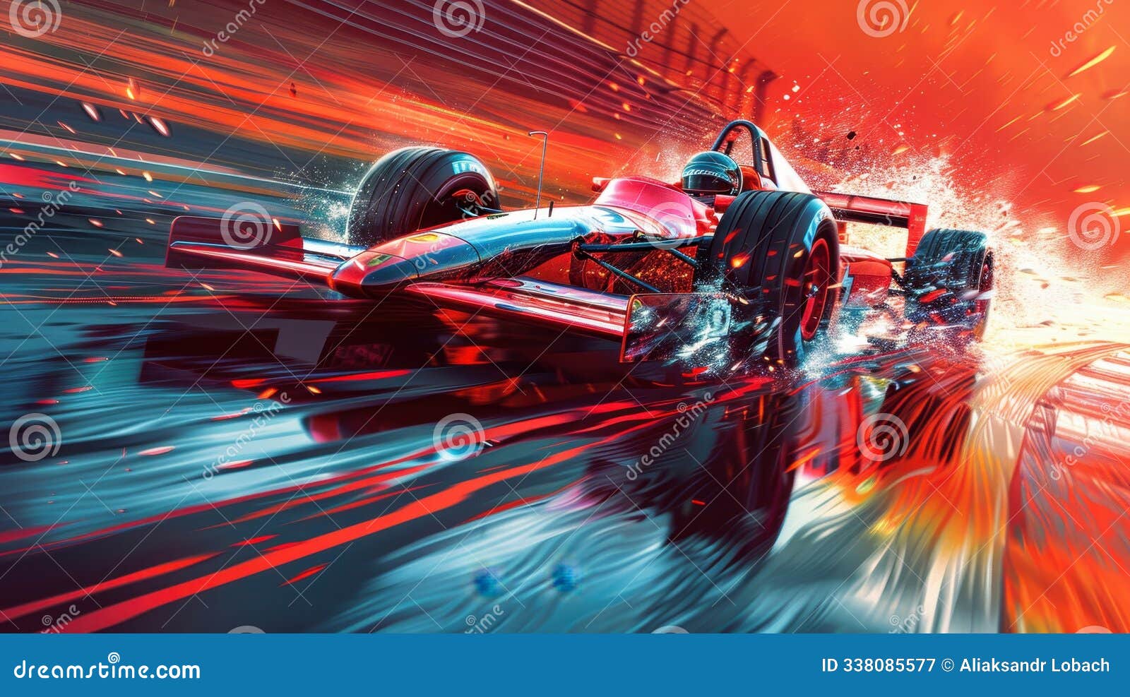 The Racing Car is Moving at High Speed with a Blurry Image in Motion ...