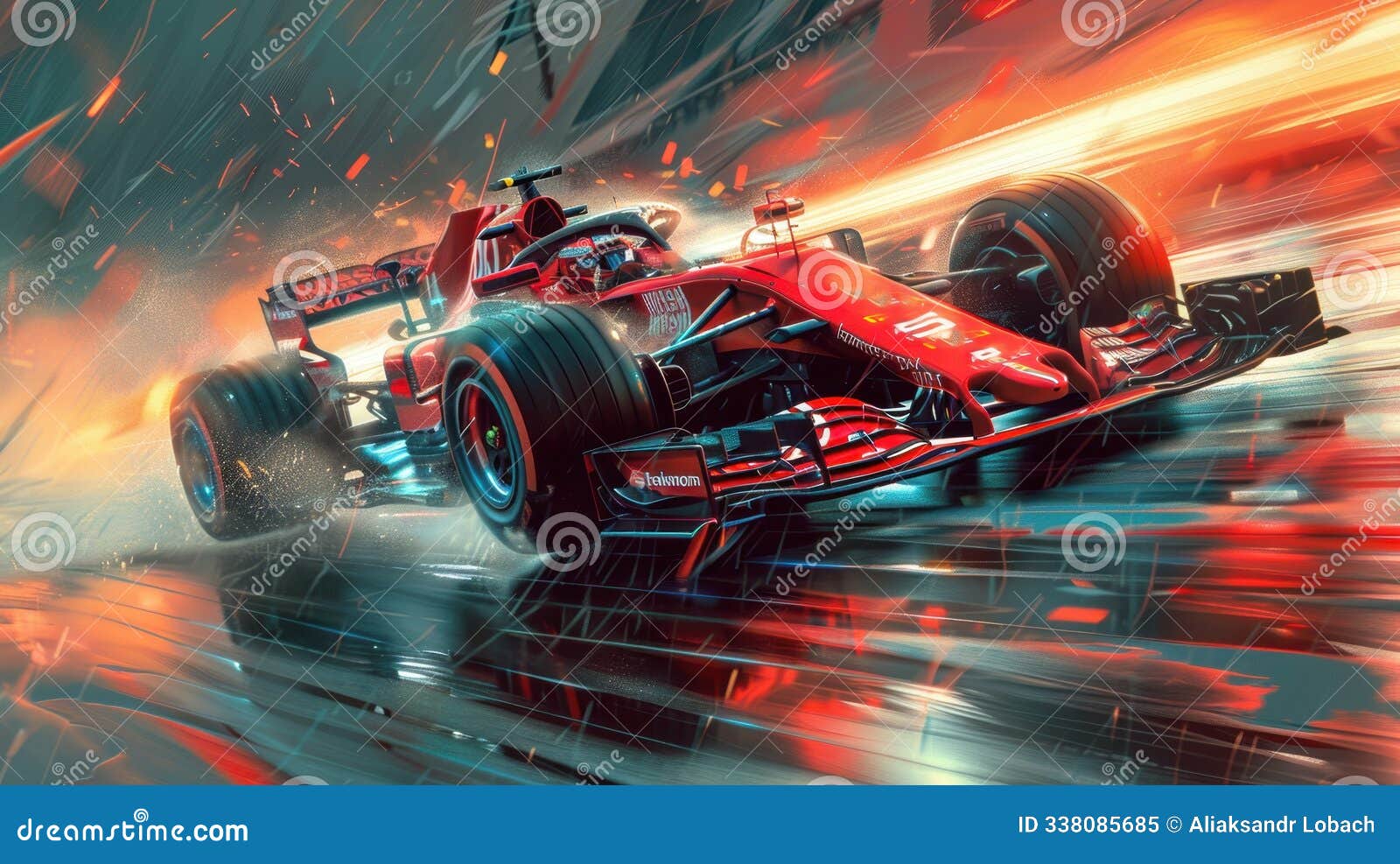 The Racing Car is Moving at High Speed with a Blurry Image in Motion ...