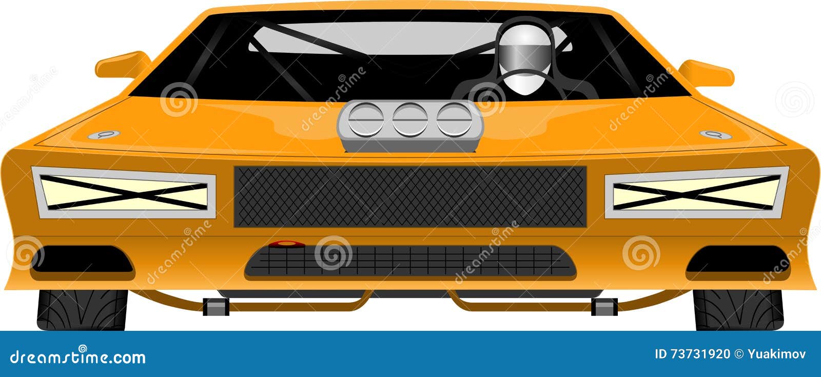 Racing Car with Racer Front View Isolated Stock Vector - Illustration ...