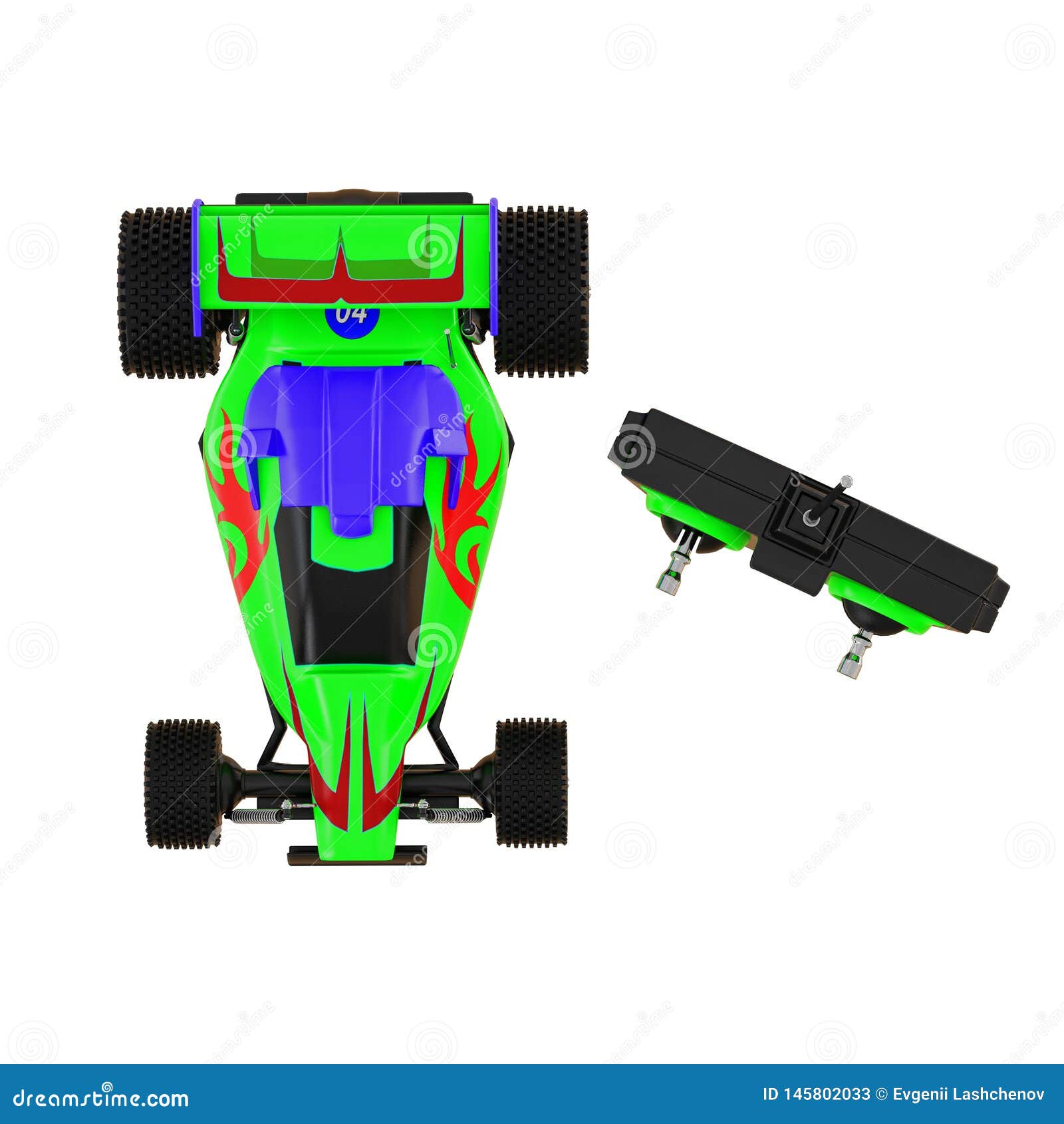 Racing Car with Remote Control Top View Isolated Background 3d ...