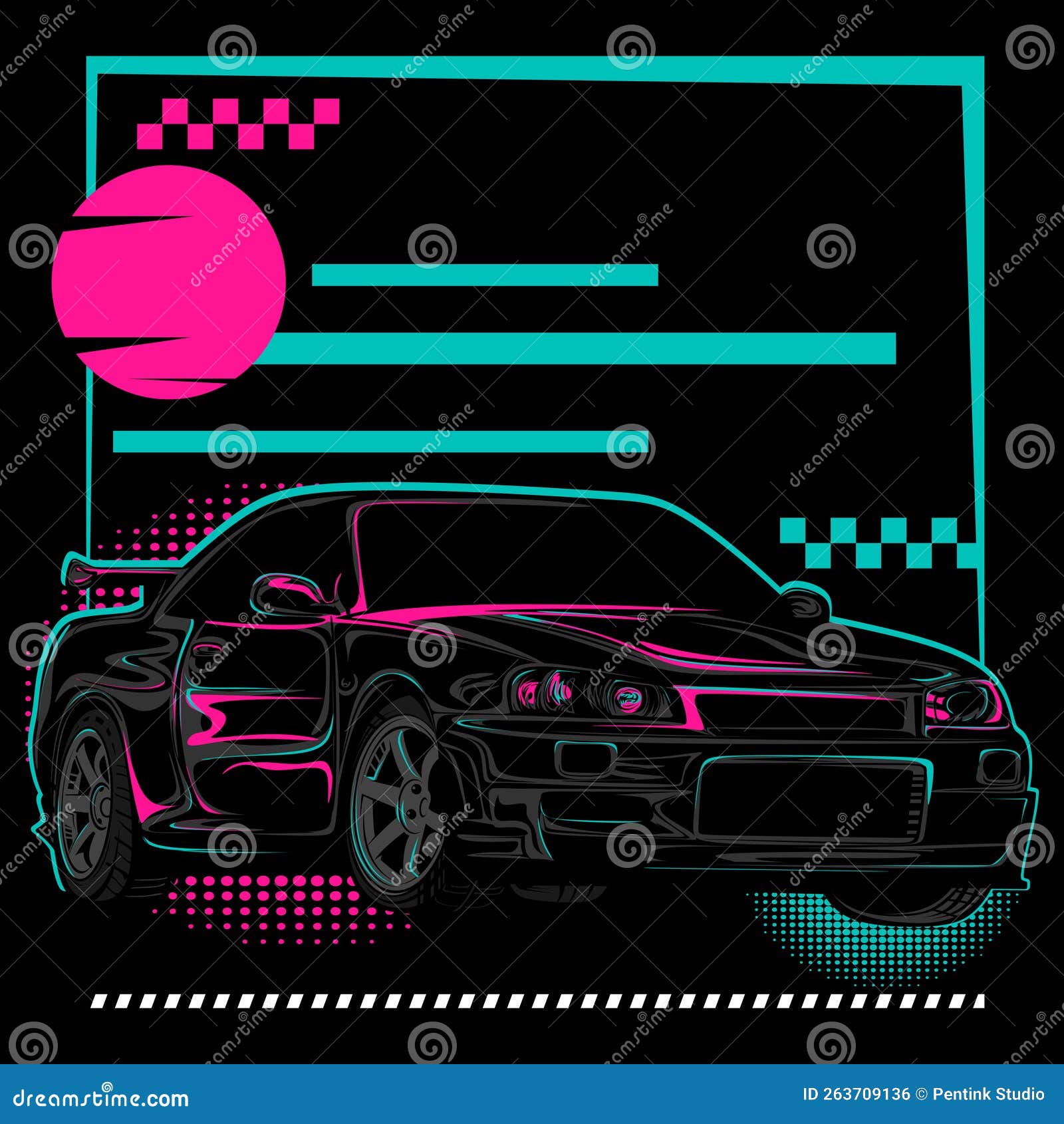 Racing Car Retro Modified stock vector. Illustration of modern - 263709136