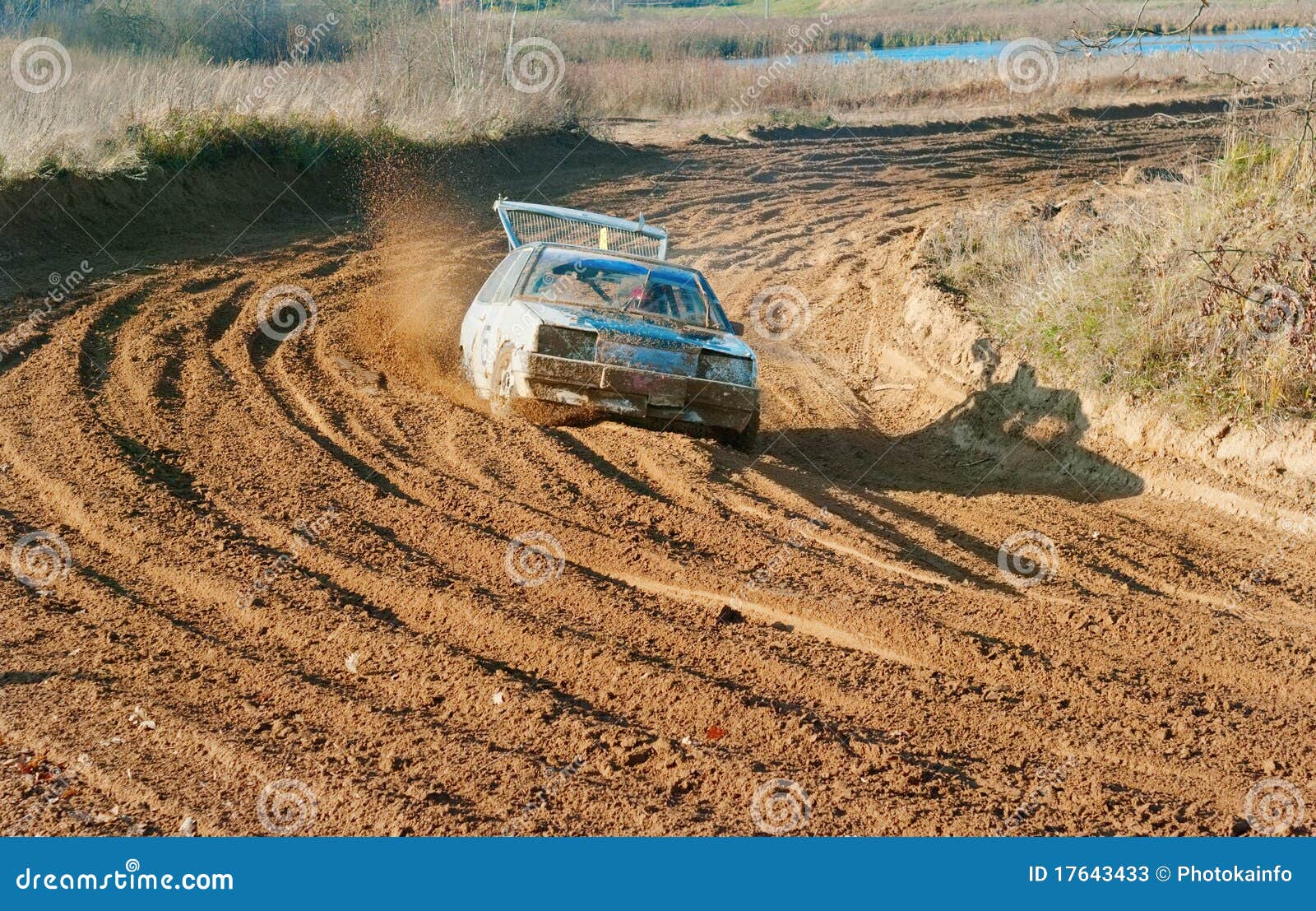 The Racing Car Rushes on a Sandy Road Bend Stock Image - Image of road ...