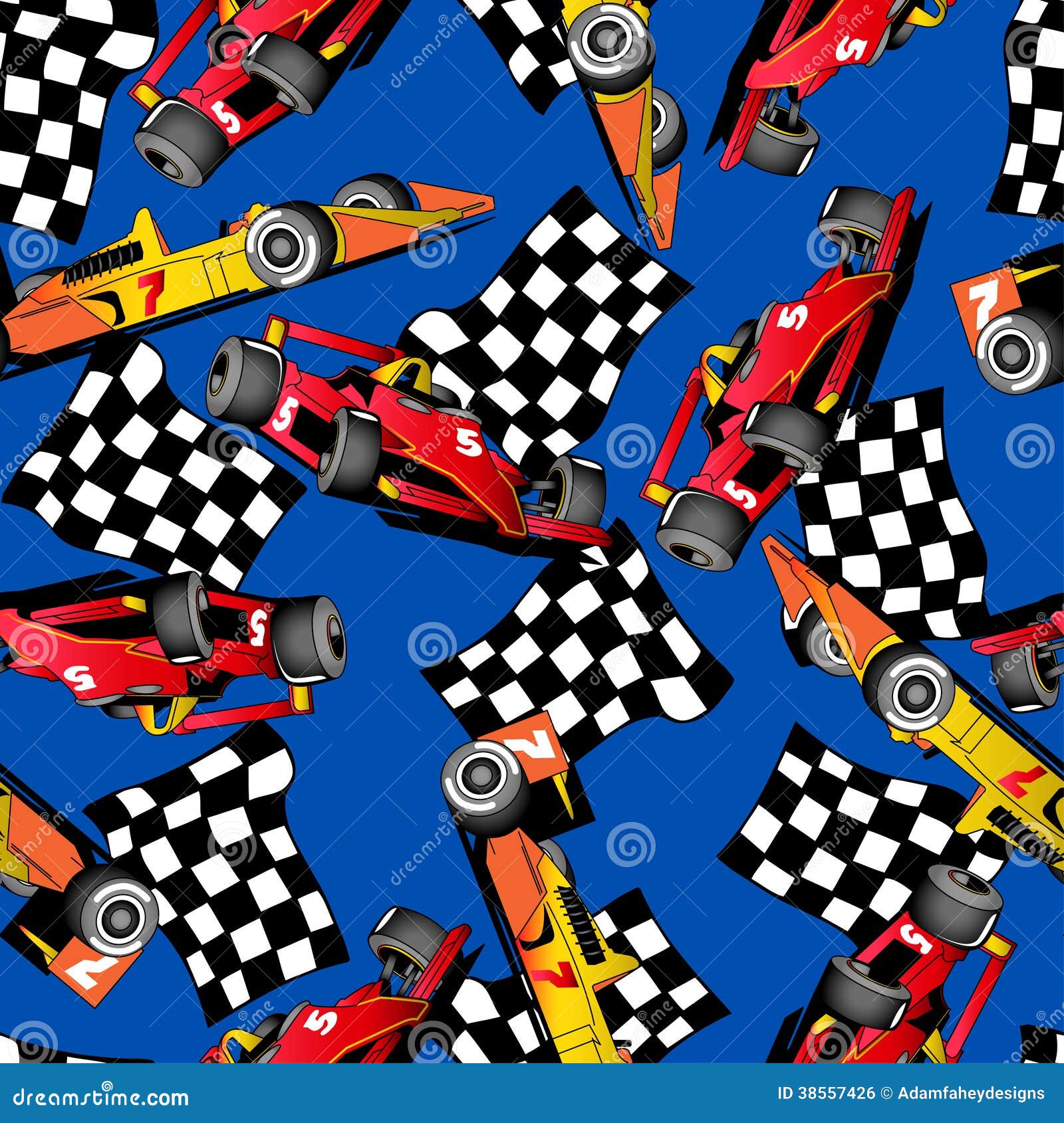 Racing Car Seamless Pattern. Stock Vector - Illustration of transport ...
