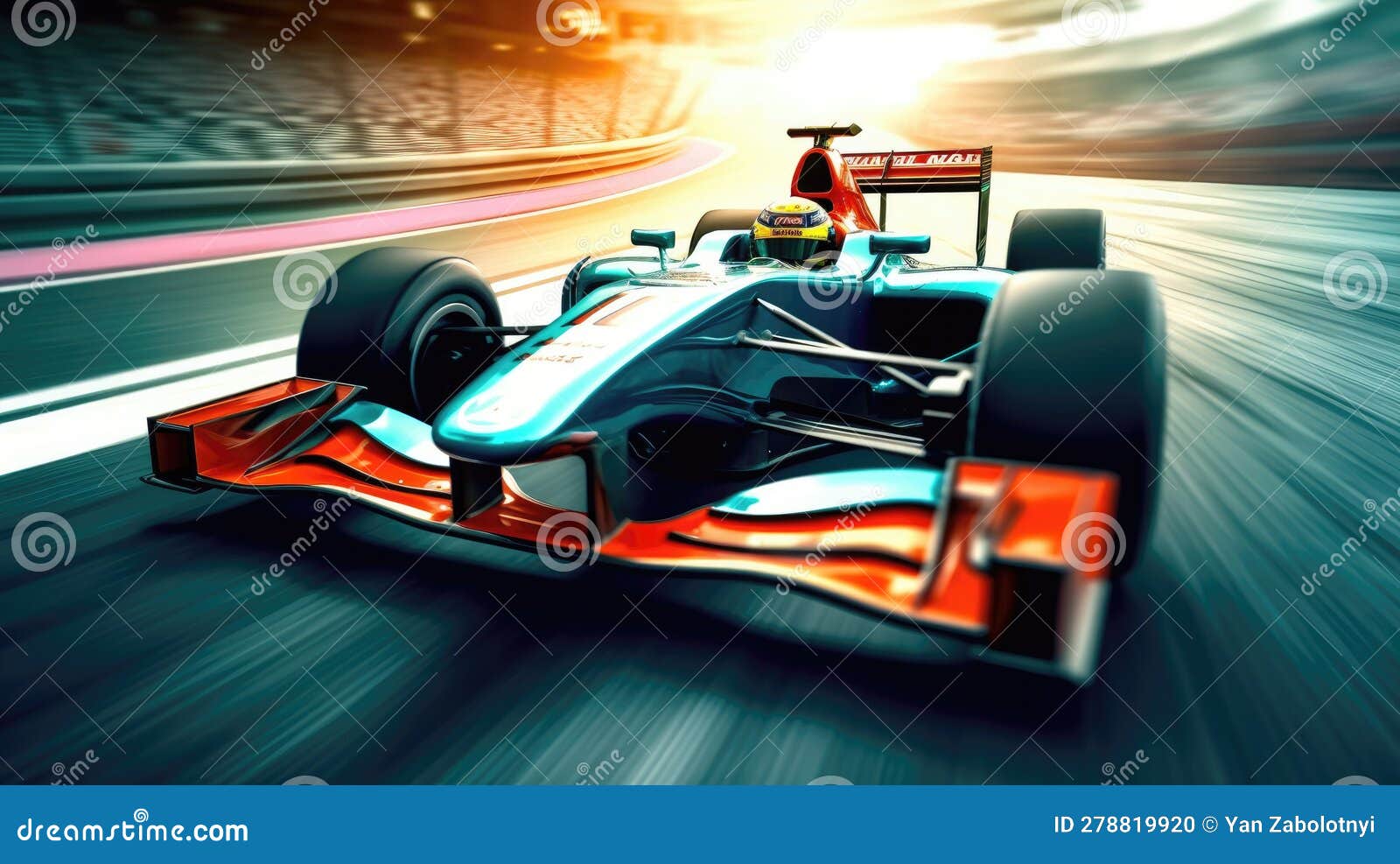 Racing Car Speeding on a Race Track. Generative AI Stock Illustration ...