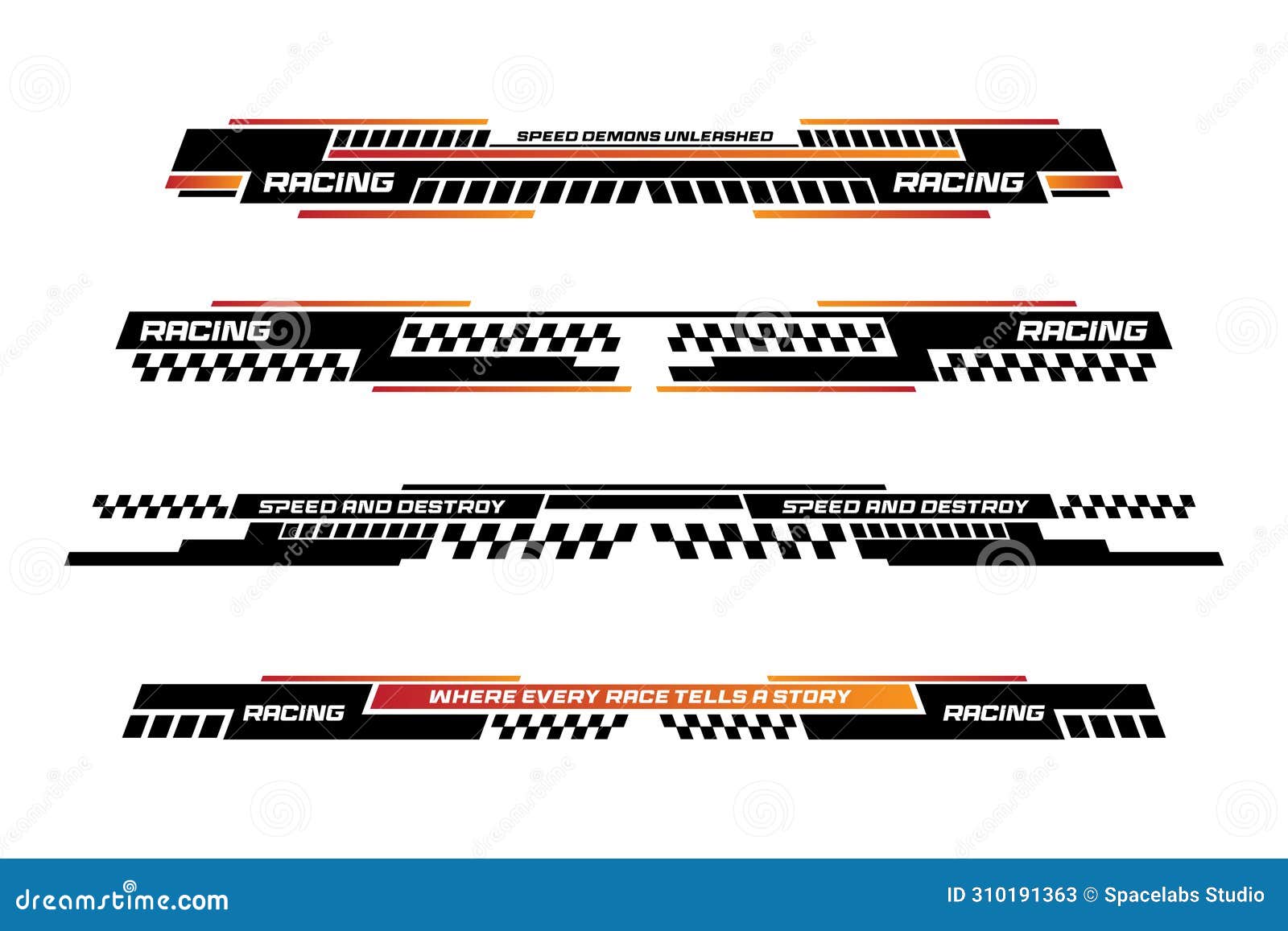 Racing Car Stickers Stripe Abstract Shape Vinyl Decal Templates Stock ...