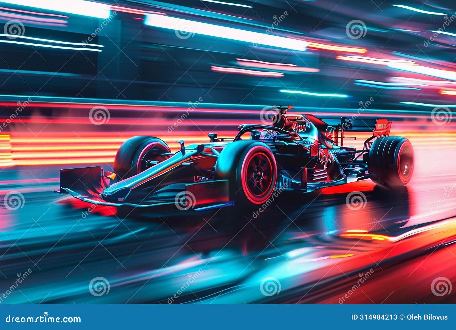Racing Car on the Track at Night with Motion Blur Background. Stock ...