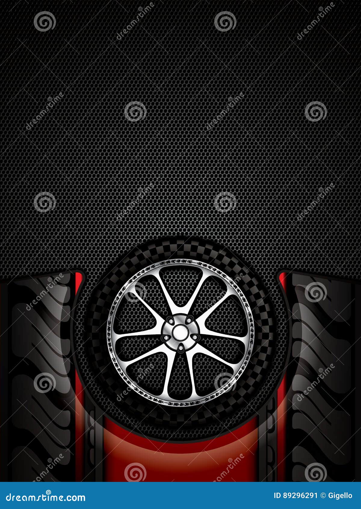 Racing car wheel stock vector. Illustration of auto, black - 89296291