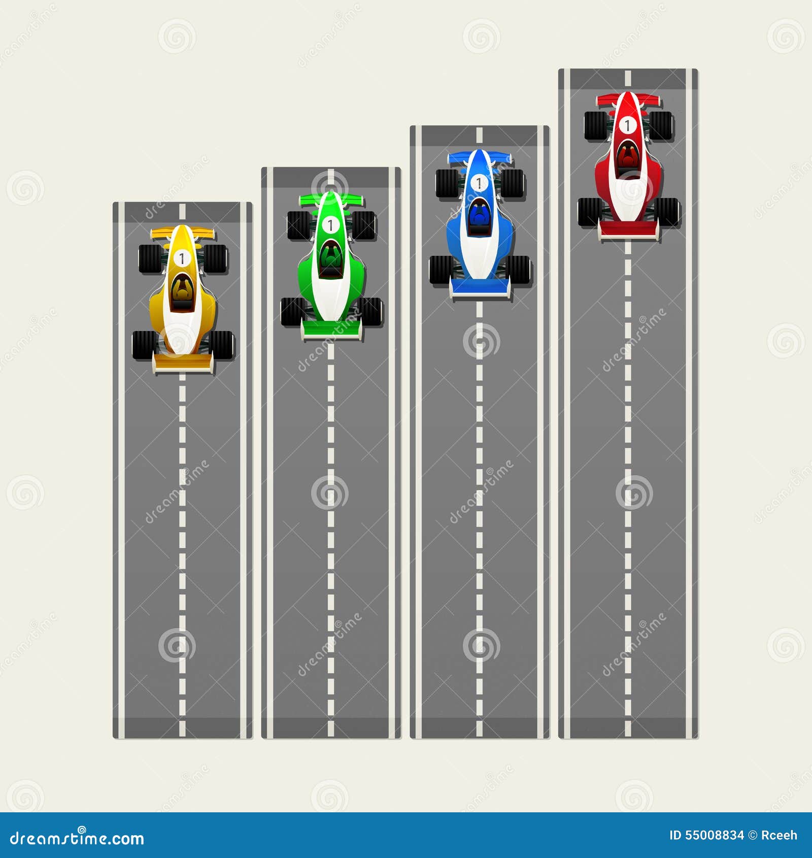 Racing cars stock vector. Illustration of motorized, prix - 55008834