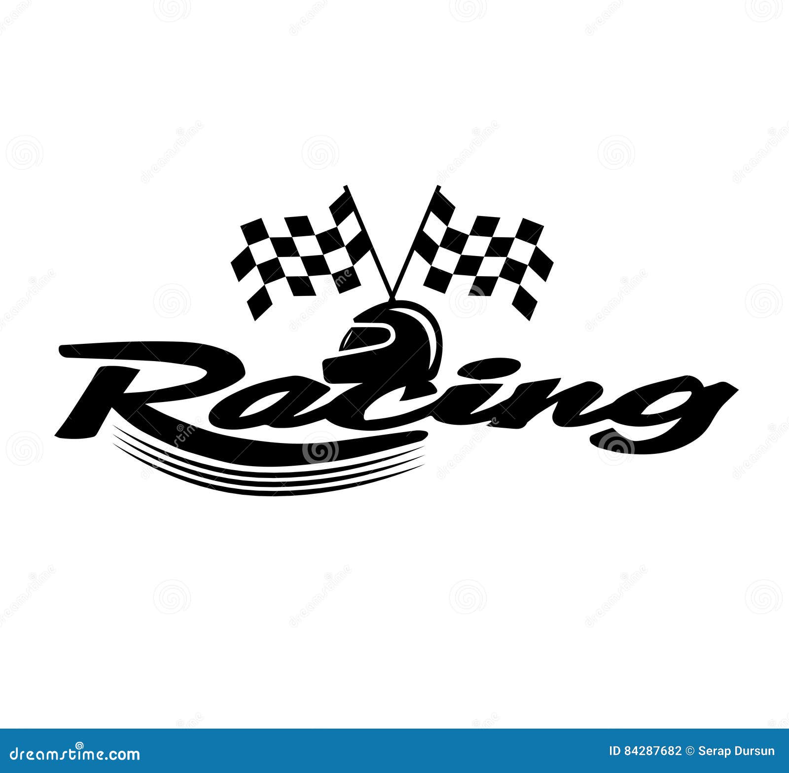 Racing with Checkered Flag and Helmet Stock Vector - Illustration of ...