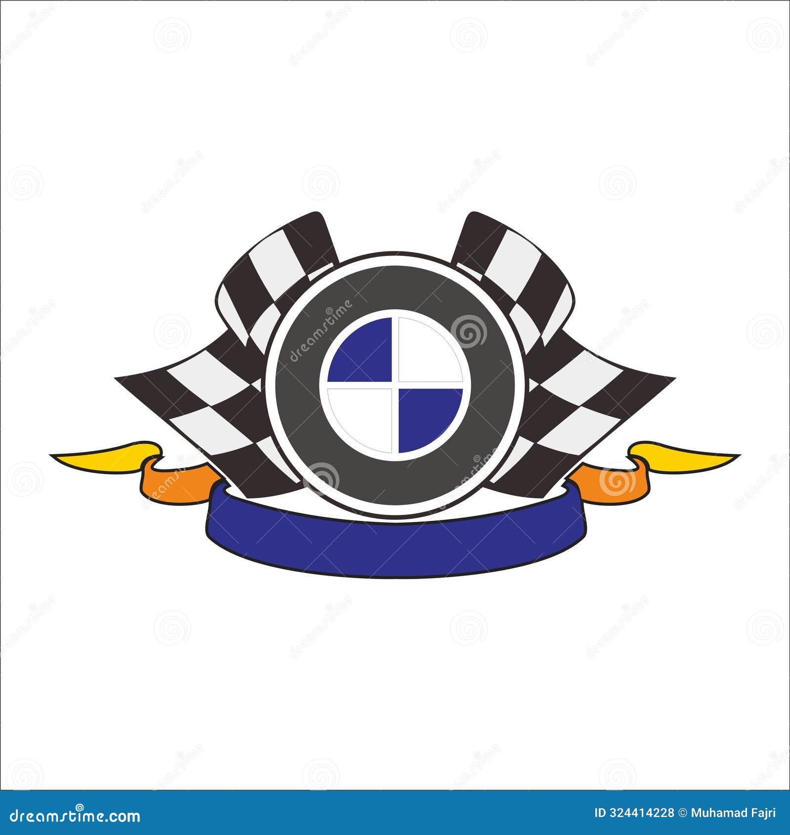 Racing Circle Elements Decorated with Flags and Slogans on a Black and ...