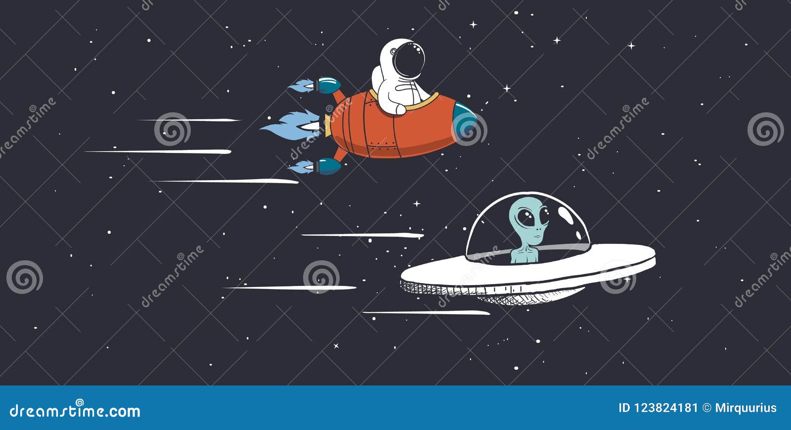 Racing Competitions Alien and Astronaut Stock Vector - Illustration of ...