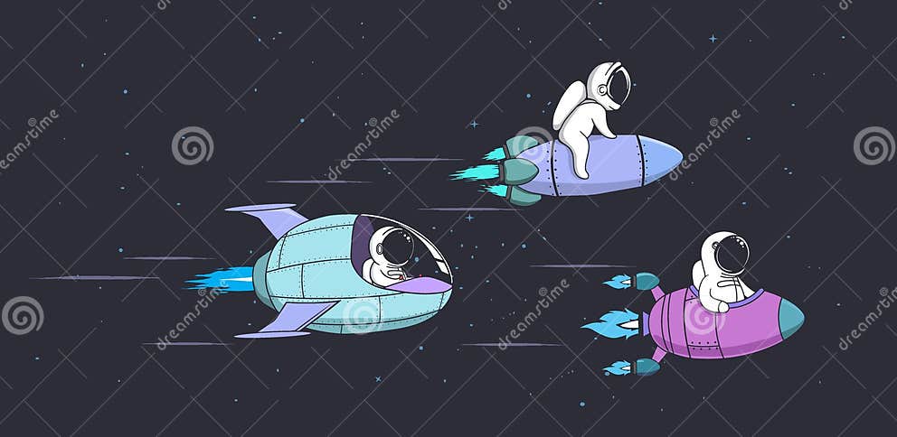 Racing Competitions of Astronauts in Outer Space Stock Vector ...