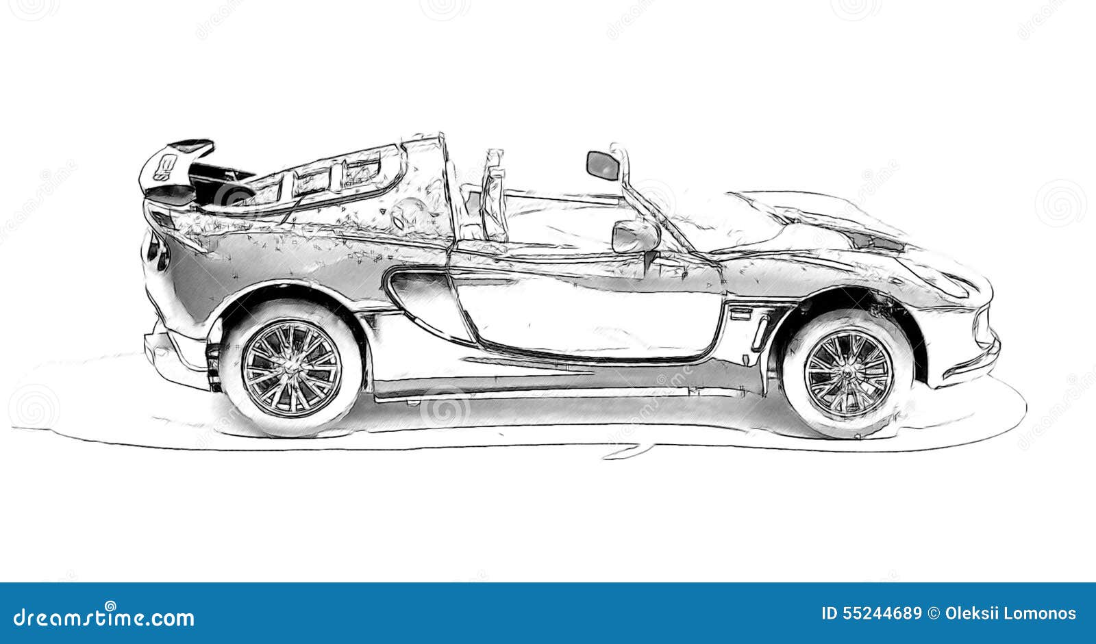 Racing Convertible Painted in Black Pencil Stock Illustration ...